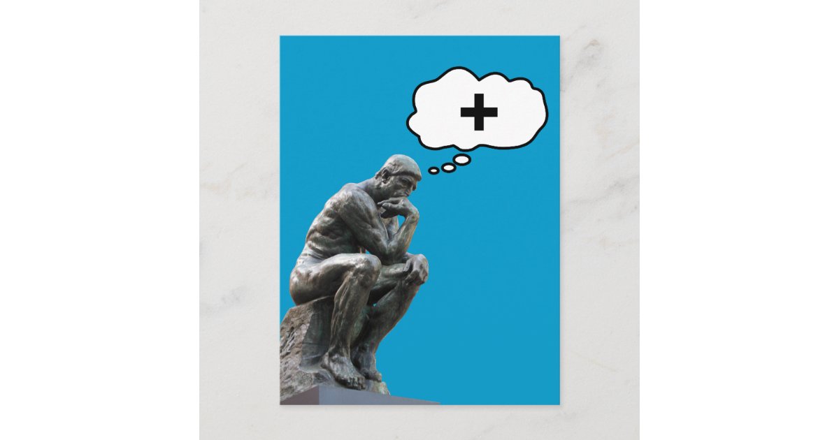 Rodin's Thinker Statue - Think Positive Postcard | Zazzle