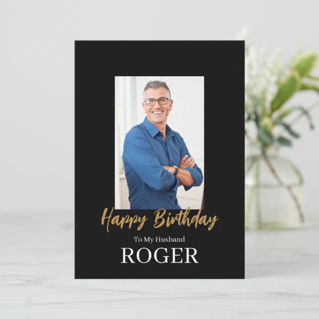 ROE Black & White Simple Birthday Husband Greeting Card | Zazzle