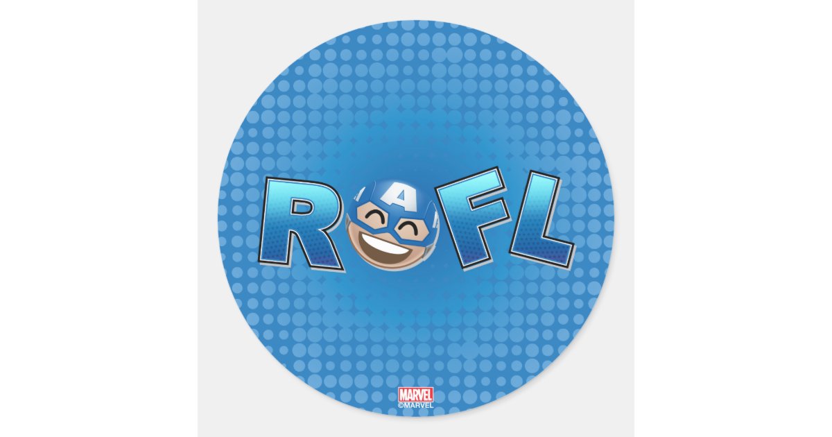 ROFL Captain America Emoji Classic Round Sticker | Zazzle
