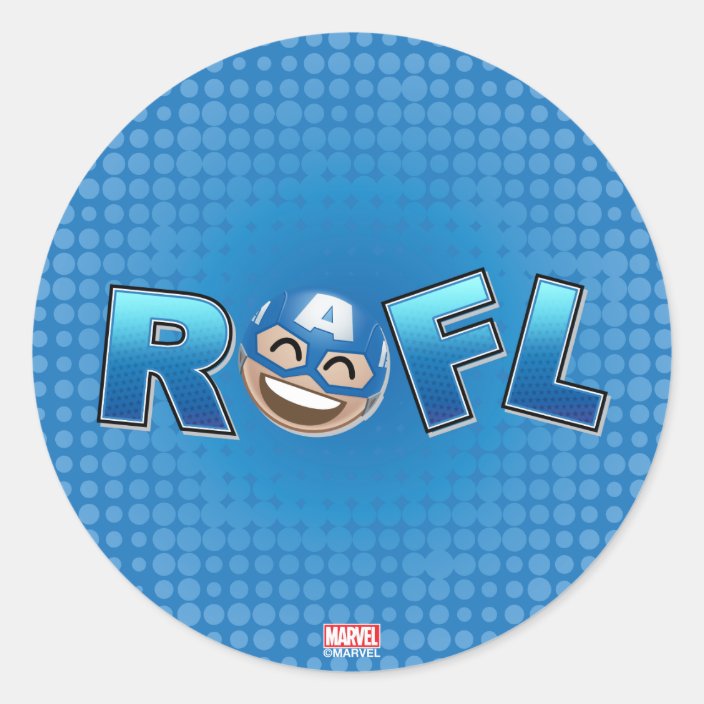 ROFL Captain America Emoji Classic Round Sticker | Zazzle.com