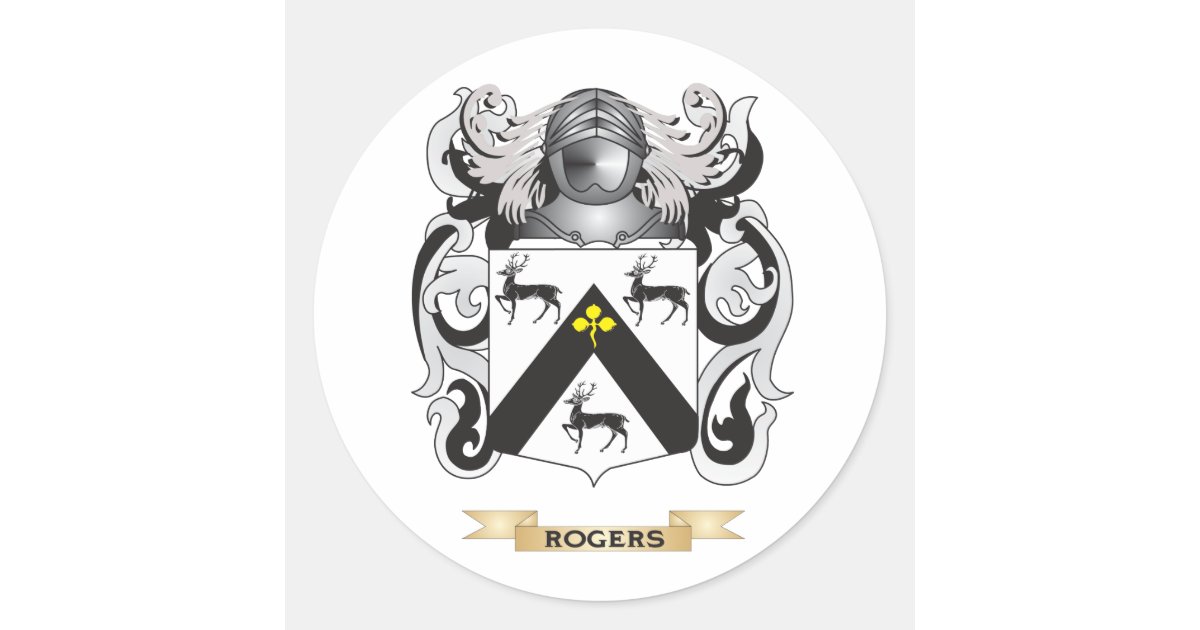Rogers Coat of Arms (Family Crest) Classic Round Sticker | Zazzle