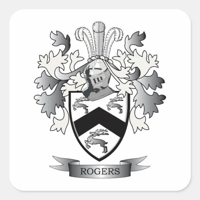 Rogers Coat of Arms Square Sticker | Zazzle