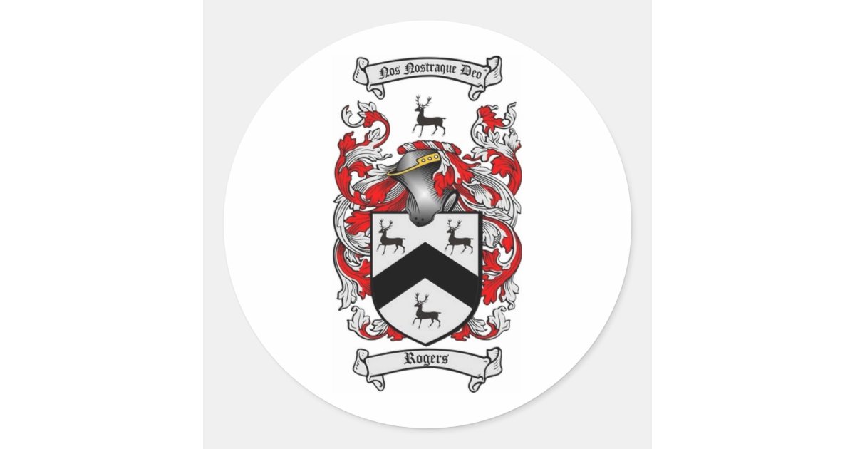 ROGERS Family Crest Classic Round Sticker | Zazzle