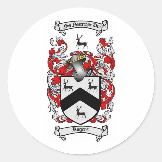 ROGERS Family Crest Classic Round Sticker | Zazzle
