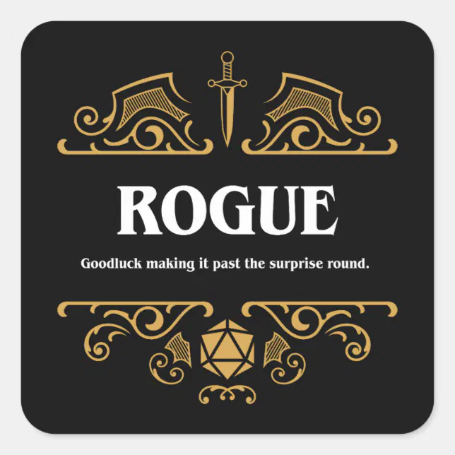 Rogue Class Tabletop RPG Gaming Square Sticker | Zazzle
