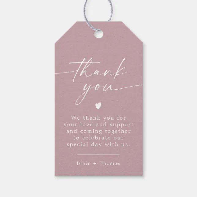 ROGUE Dusty Rose Blush Pink Thank You Favor Gift Tags | Zazzle