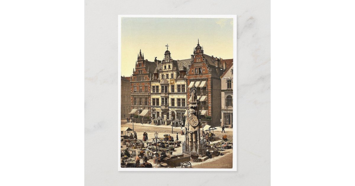 Roland's Monument, Bremen, Germany rare Photochrom Postcard | Zazzle
