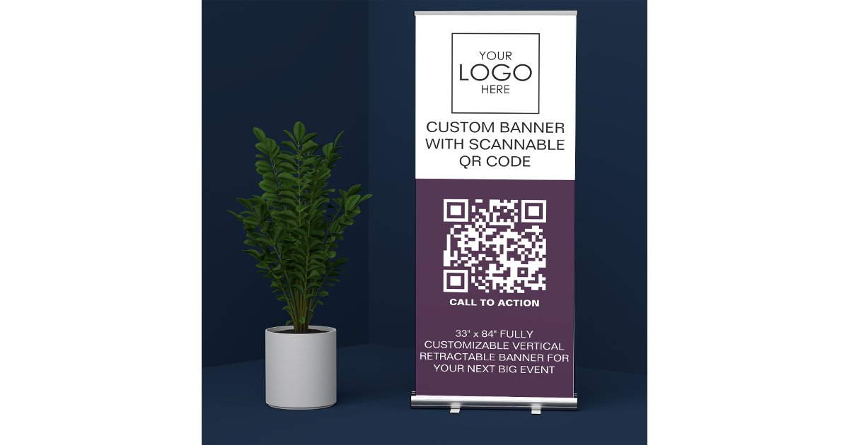Roll Up Event Signage With QR Code Advertising Retractable Banner | Zazzle