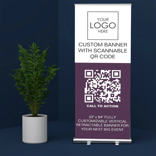 Roll Up Event Signage With QR Code Advertising Retractable Banner | Zazzle