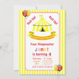 Roll up! Roll up! Circus Birthday Party Pink Invitation | Zazzle