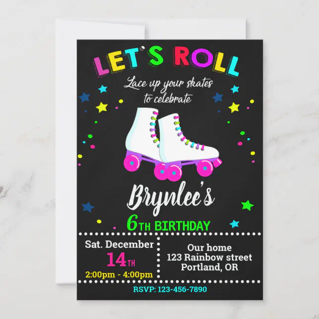 Roller birthday invitation Skating birthday invite | Zazzle