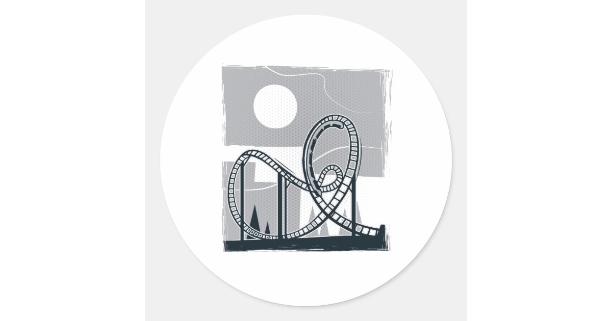 Roller coaster classic round sticker | Zazzle