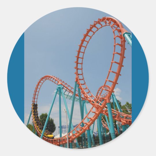 roller coaster classic round sticker | Zazzle.com