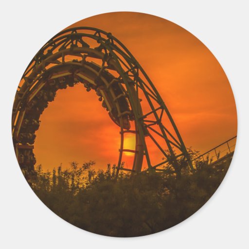 roller coaster classic round sticker | Zazzle