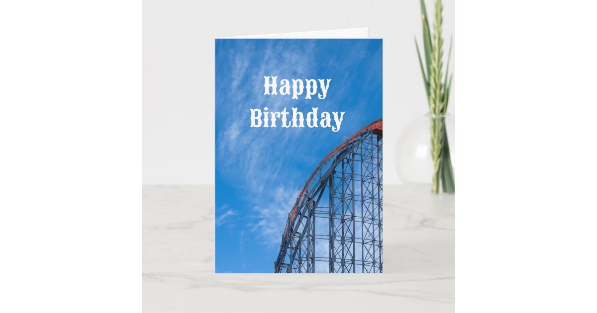 Roller coaster happy birthday card | Zazzle