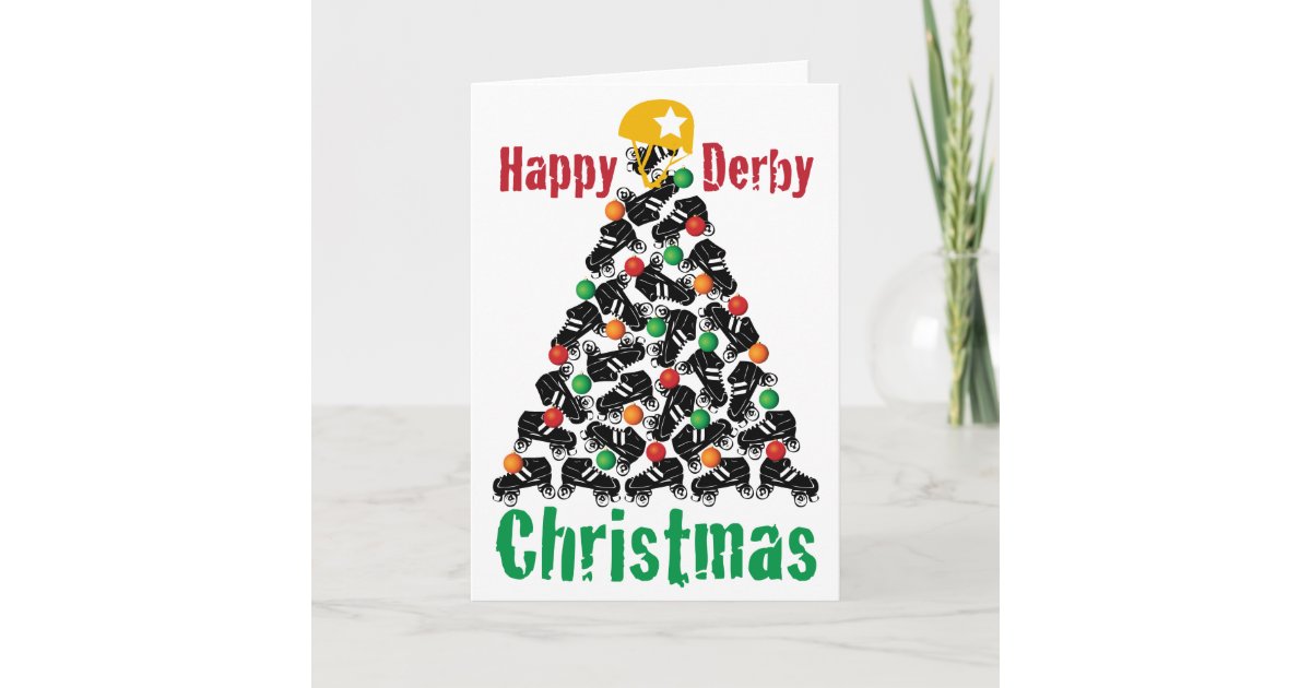 Roller Derby Christmas, Roller Skating Holiday Card | Zazzle