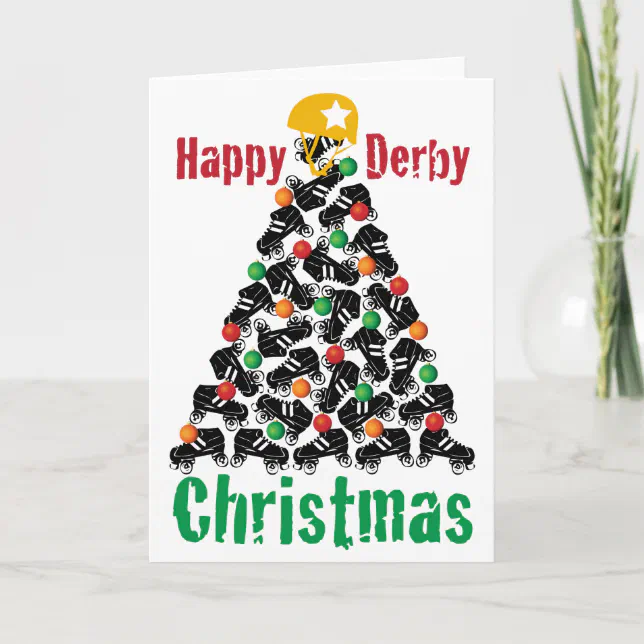 Roller Derby Christmas, Roller Skating Holiday Card | Zazzle