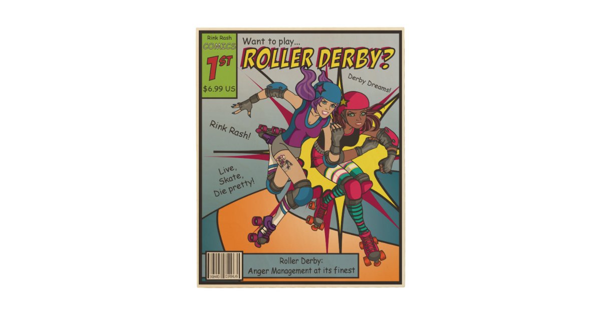 Roller Derby Comic Wood Wall Decor | Zazzle