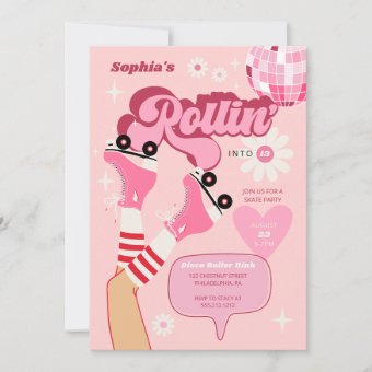Roller Disco Birthday Party Roller Skate Invitation | Zazzle