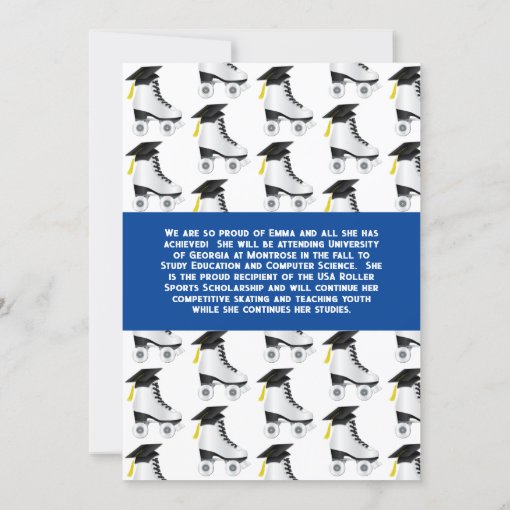 Roller Skate Graduation Party Invitation Blue | Zazzle