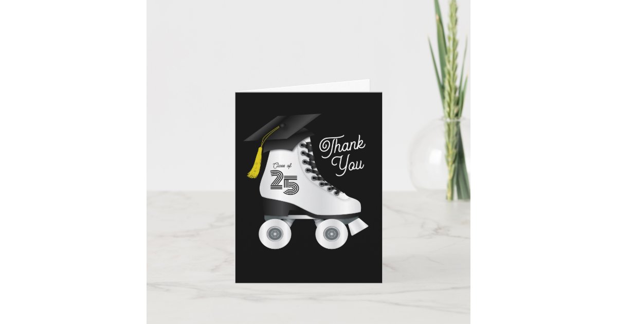 Roller Skate Graduation Party Skating Rink Black Invitation | Zazzle