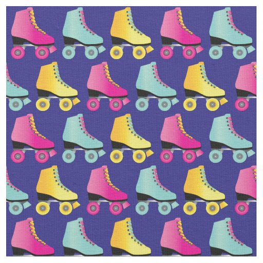 Roller Skates Skating Rink Retro Fabric | Zazzle