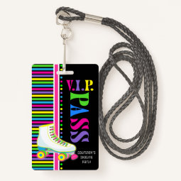 Roller Skating Birthday Party VIP Pass Glow Party Badge | Zazzle
