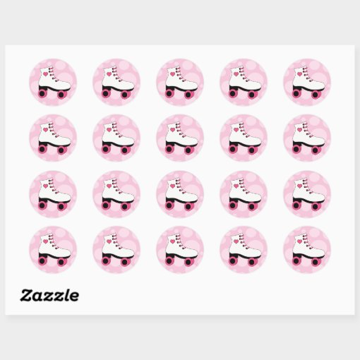 Roller Skating Bubble Gum Pink Stickers | Zazzle