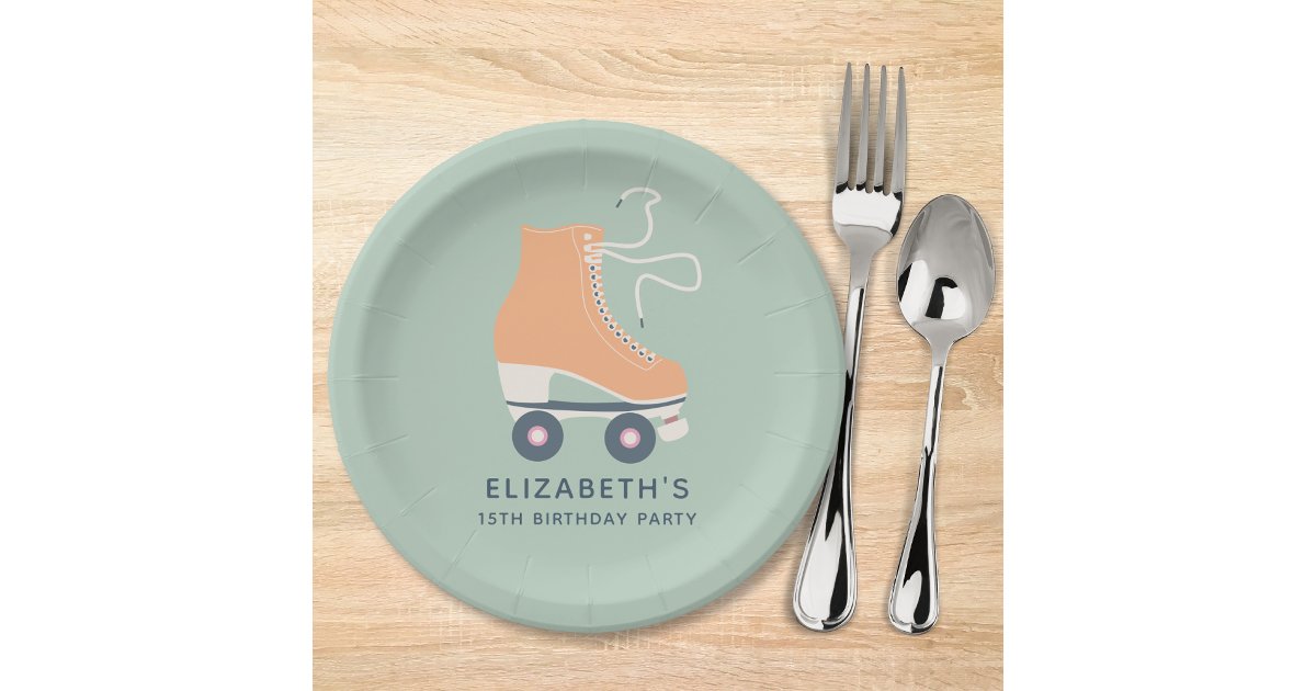Roller Skating Girls Birthday Party Paper Plates | Zazzle