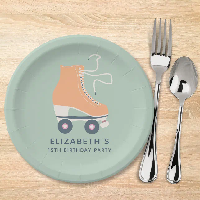 Roller Skating Girls Birthday Party Paper Plates | Zazzle