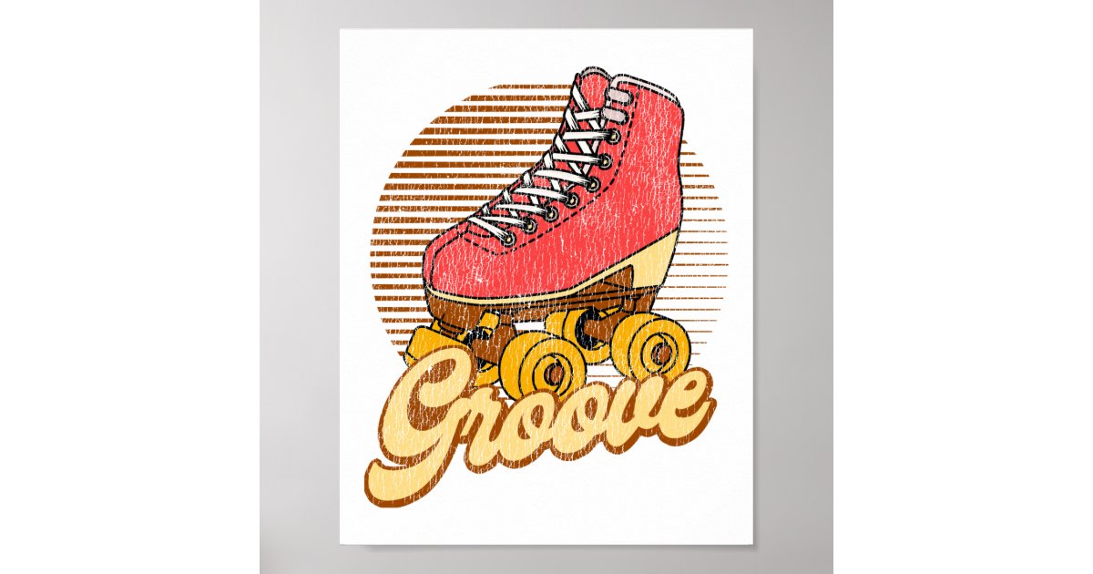 Roller Skating Groove 1970S Retro Vintage Poster | Zazzle