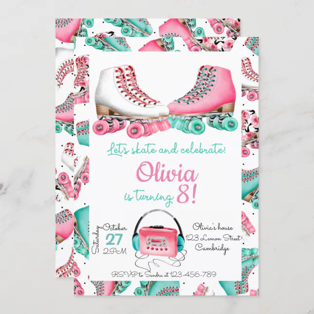 Roller Skating Invitation, Roller Skating Invite | Zazzle