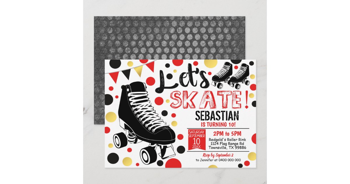 Roller Skating Invitation Rollerskating Party Red | Zazzle