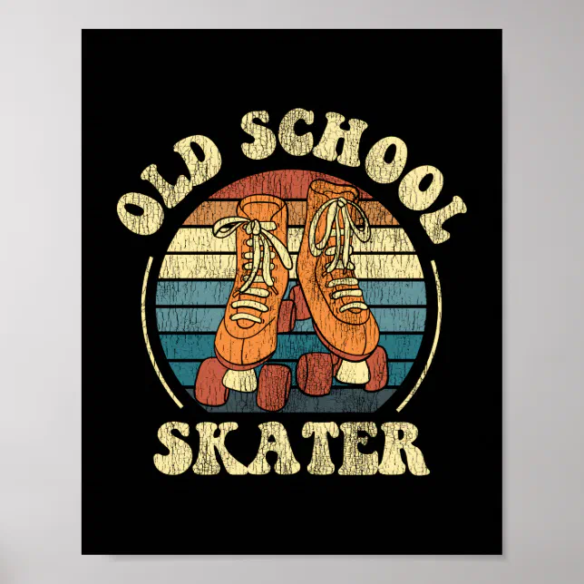 Roller Skating Old School Skater 1970S Retro Poster | Zazzle
