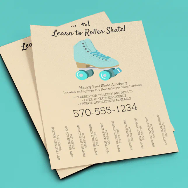 Roller Skating, Skate Lessons, Roller Derby Custom Flyer | Zazzle