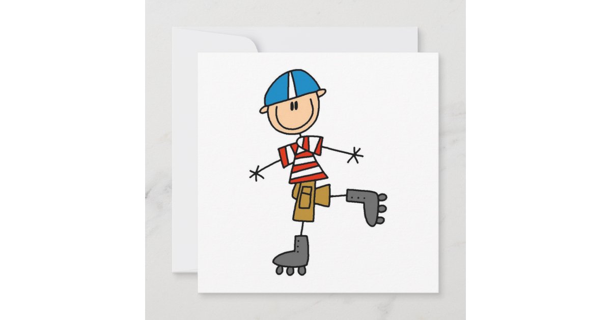 Roller Skating Stick Figure Cards | Zazzle