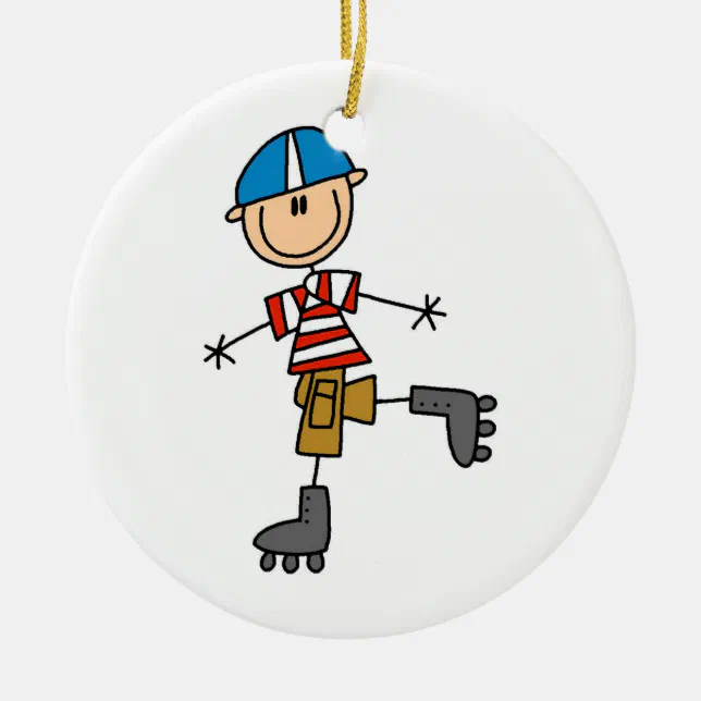 Roller Skating Stick Figure Ceramic Ornament | Zazzle
