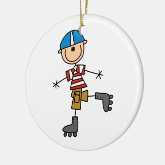 Roller Skating Stick Figure Ceramic Ornament | Zazzle