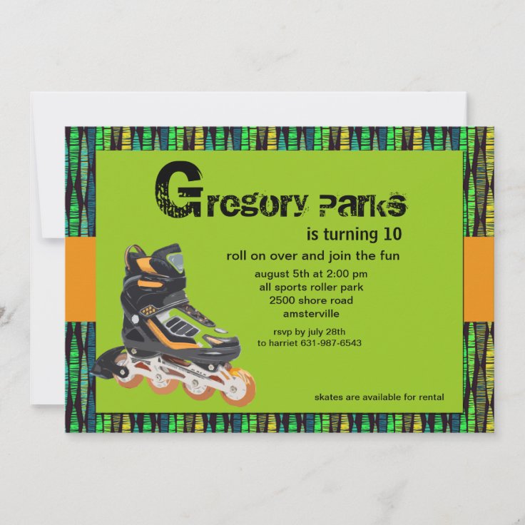 Rollerblade Party Invitation | Zazzle