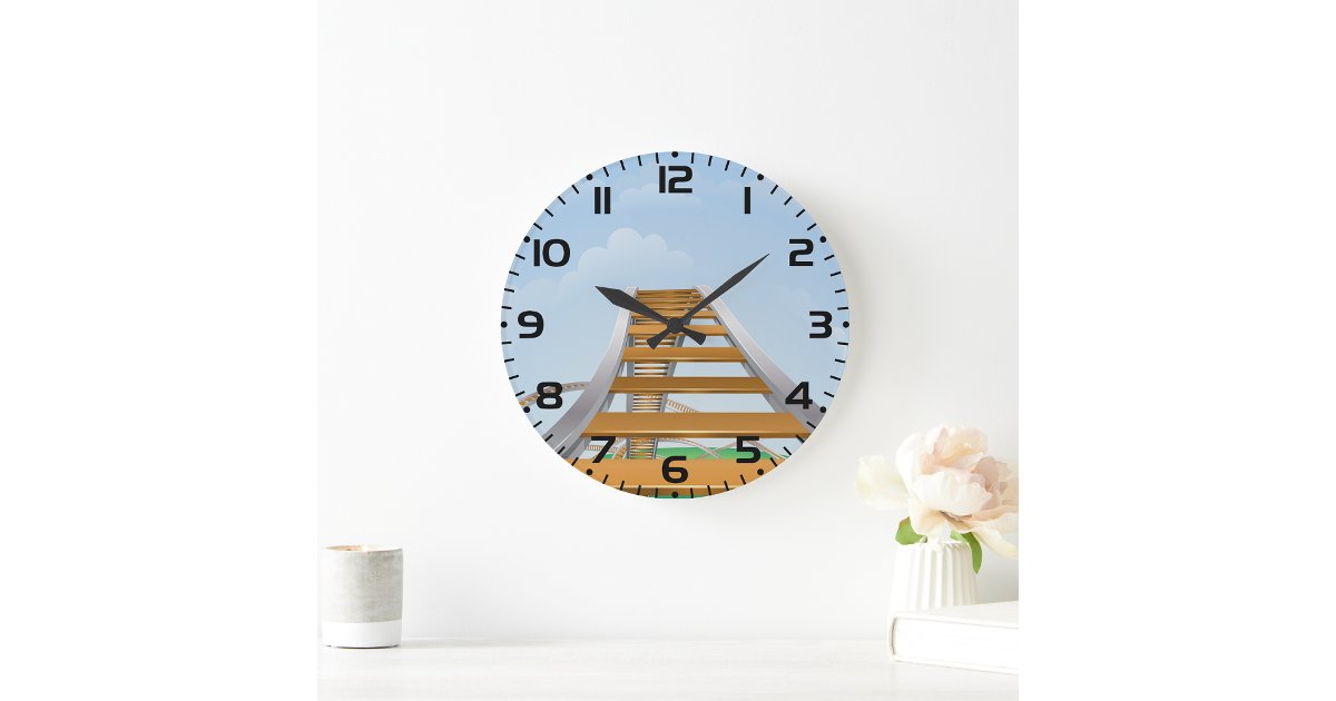 Rollercoaster Track Large Clock | Zazzle