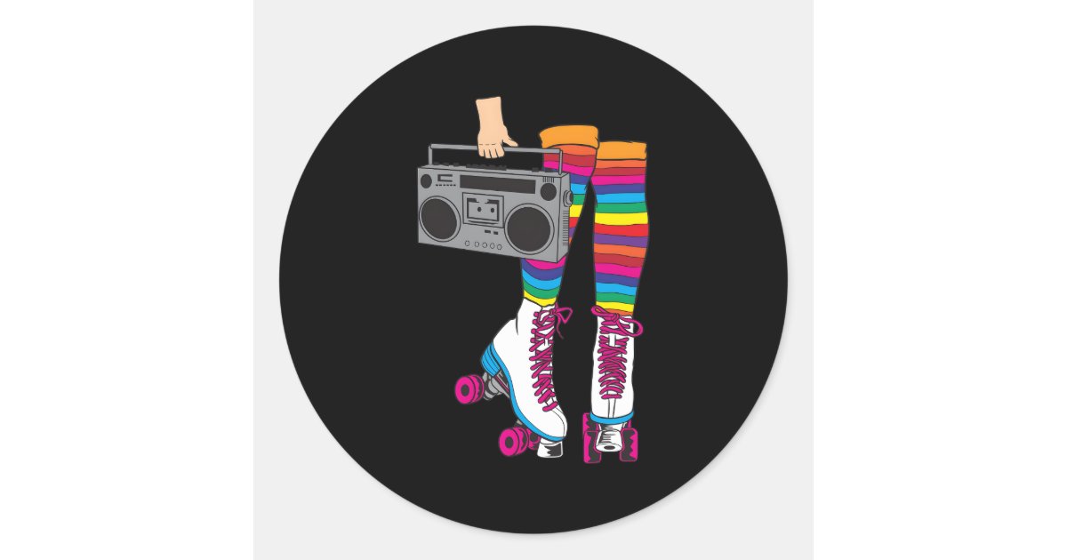 Rollerskates 80'S Roller Disco Skating Classic Round Sticker | Zazzle
