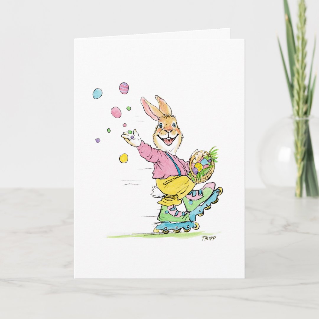 Rollerskating Easter Bunny Card | Zazzle