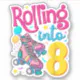 Rolling Into 8 Years Old 8th Birthday Cute Skating Sticker | Zazzle