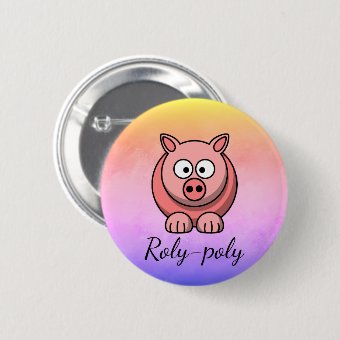 Roly-poly Pastel Pink Pig Pigling Piggywiggy Button | Zazzle
