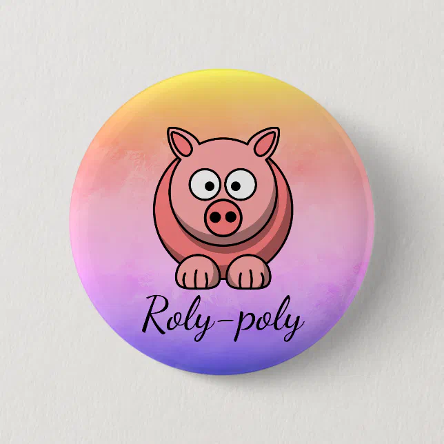 Roly-poly Pastel Pink Pig Pigling Piggywiggy Button | Zazzle