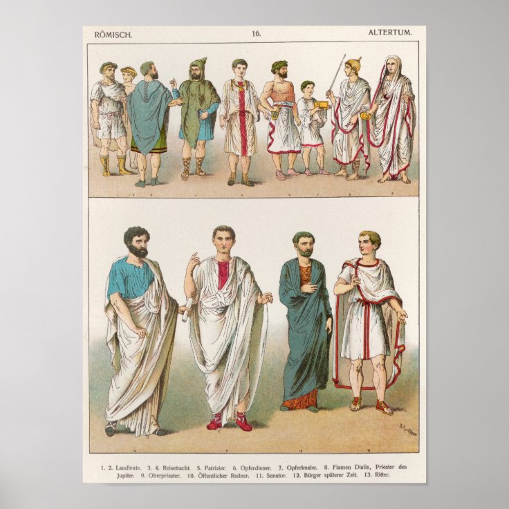 Roman Dress, from 'Trachten der Voelker', 1864 Poster | Zazzle
