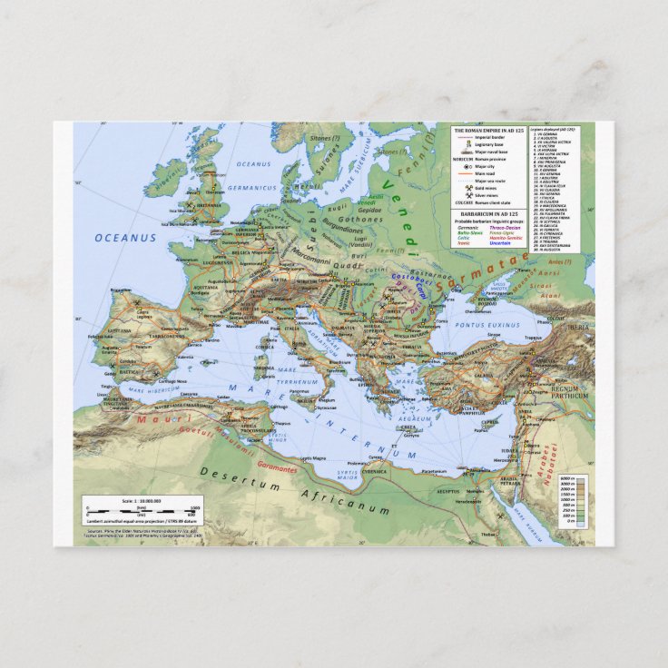 Roman Empire Map During Reign of Emperor Hadrian Postcard | Zazzle