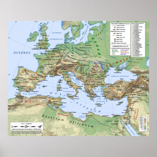 Roman Empire Map During Reign of Emperor Hadrian Poster | Zazzle.com