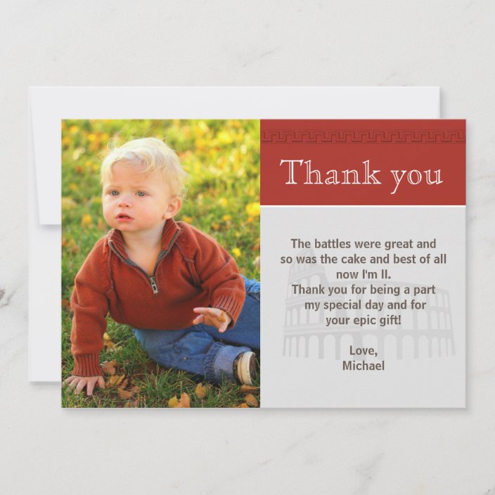 Roman Gladiator Thank You Note Custom Photo Red | Zazzle.com