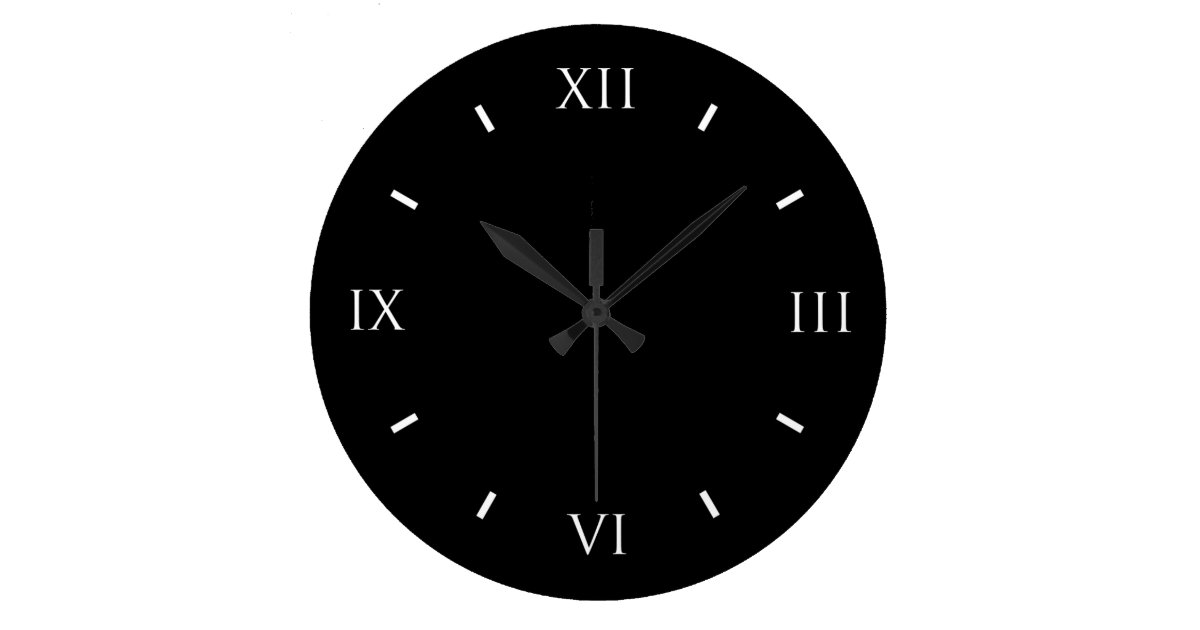 Roman Numeral Black Wall Clock (Round) | Zazzle.com